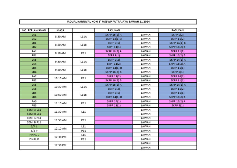 SKPP 11(2) Match Schedule 2024 | PDF