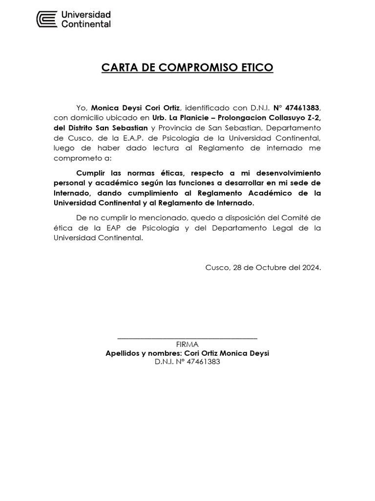 4_CARTA DE COMPROMISO ETICO | PDF