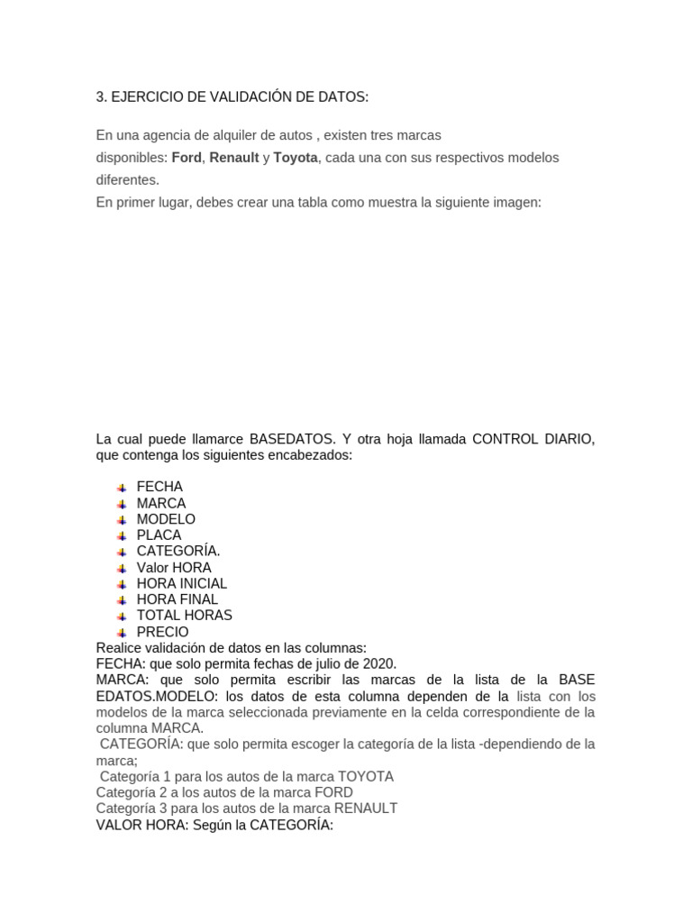 Ejercicio de Validacion de Datos | PDF