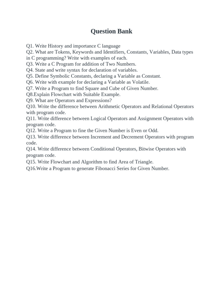 FPL Question Bank | PDF