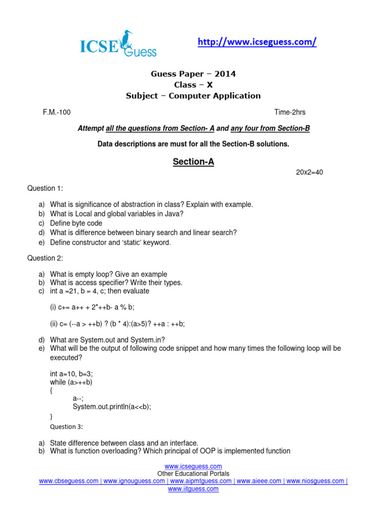 16422Selection-2014_decrypted | PDF | Class (Computer Programming) | Integer (Computer Science)
