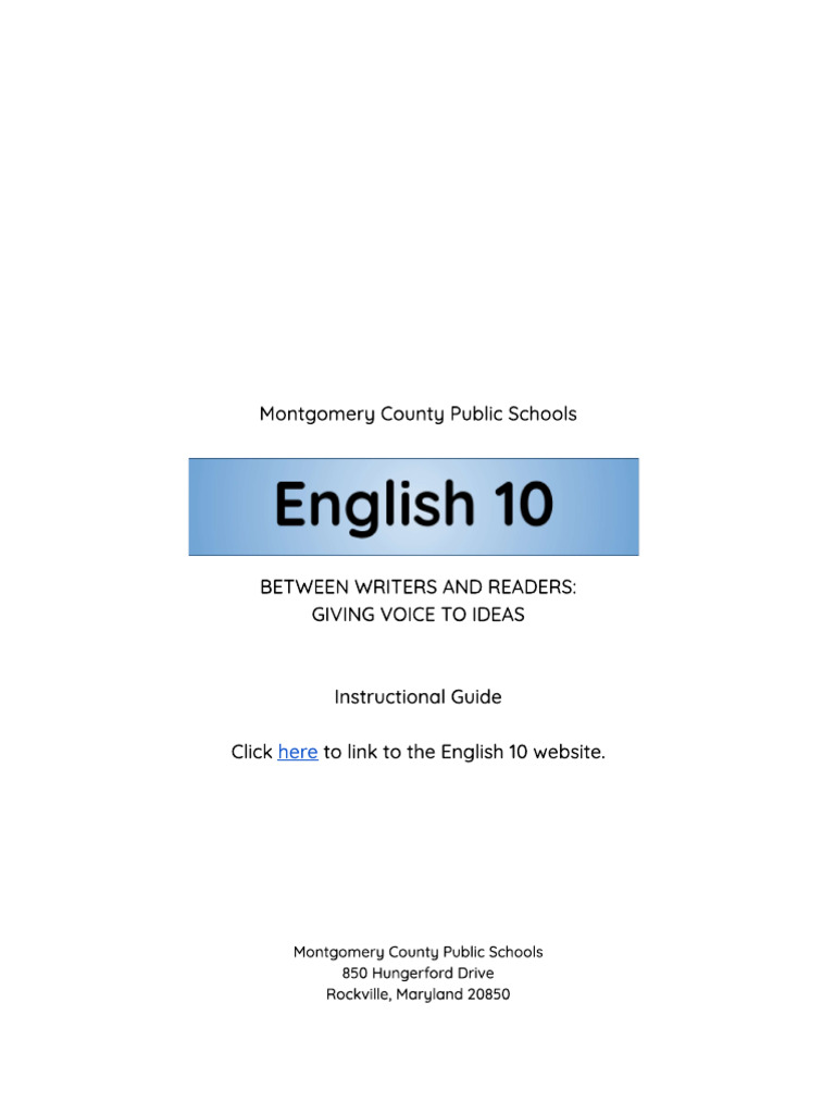 English 10 Instructional Guide | PDF