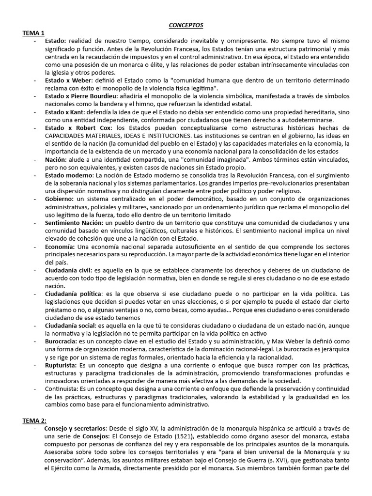 Conceptos Clave sobre el Estado y Gobierno | PDF | Estado (política ...
