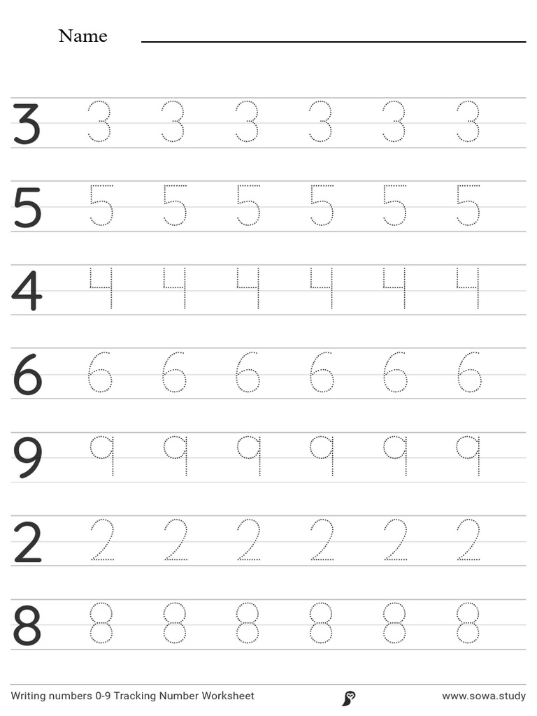 Writing Numbers 0-9 Tracking Number Worksheet - Writing Worksheet | PDF
