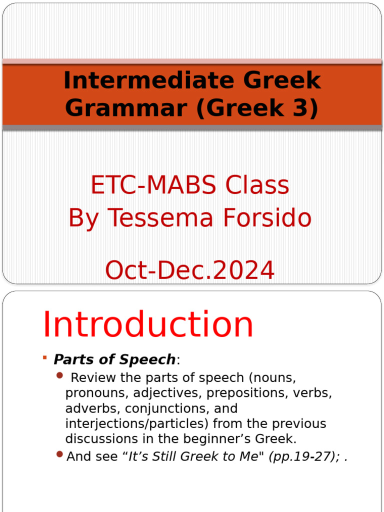 Greek 3 - Part I. Cases of Nouns | PDF | Part Of Speech | Adjective