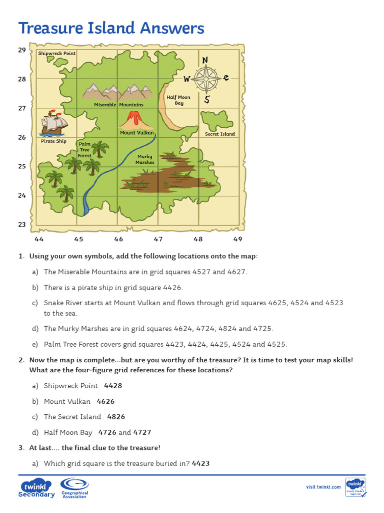 Treasure Island Activity Sheet - Answers | PDF