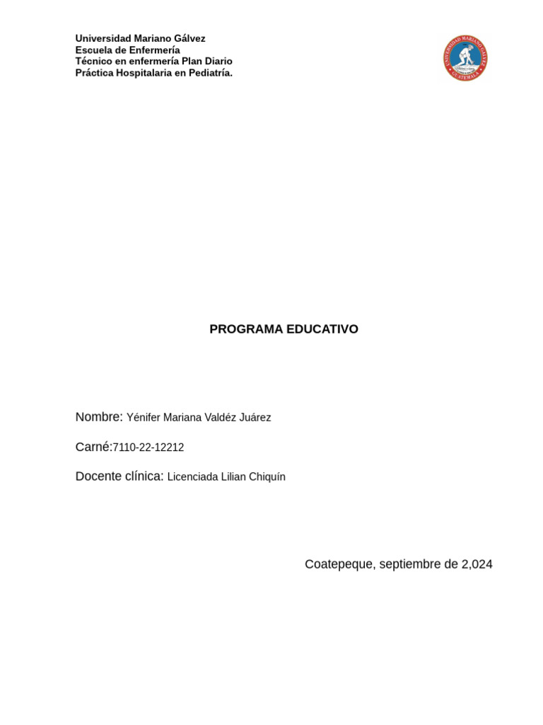 Programa Educativo 2024 Pedia Valdez | PDF