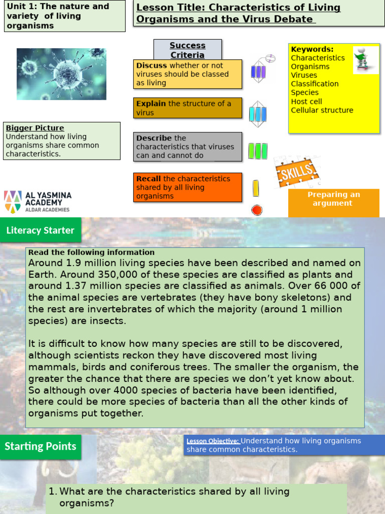Living Organisms vs. Viruses Explained | PDF | Organisms | Homeostasis