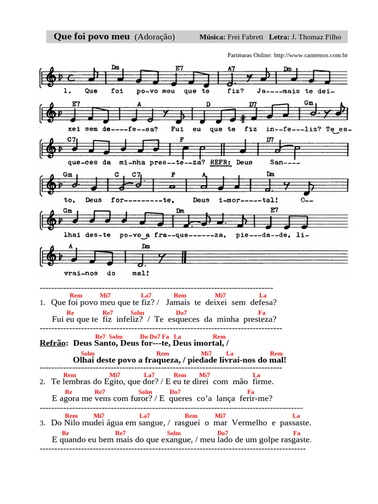 Que Foi Povo Meu Que Te Fiz | PDF