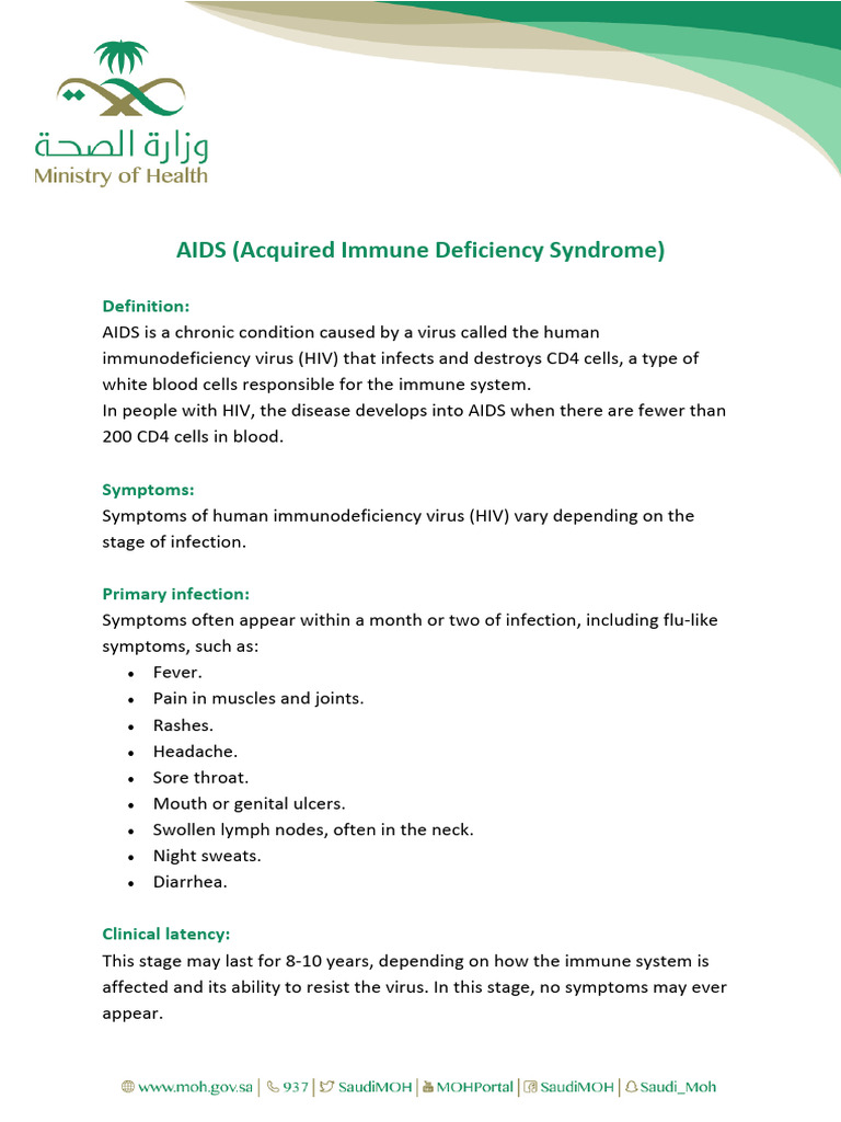 AIDS (Acquired Immune Deficiency Syndrome) | PDF | Hiv/Aids | Hiv