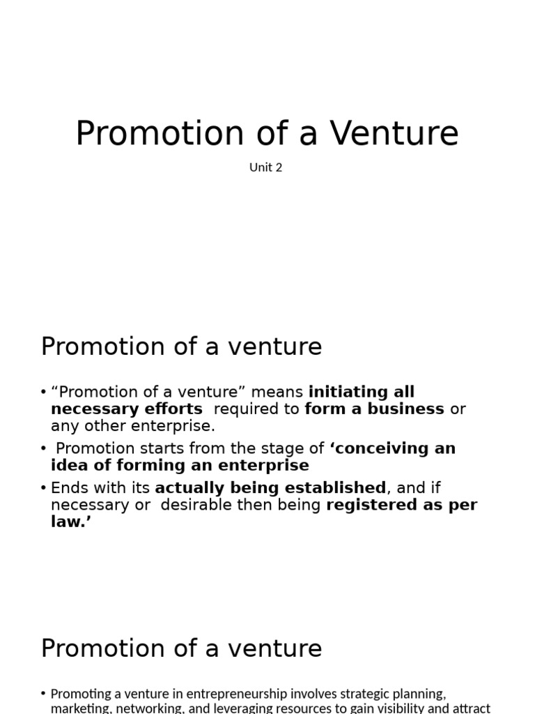 Venture Promotion Strategies | PDF | Economic Growth | Economics
