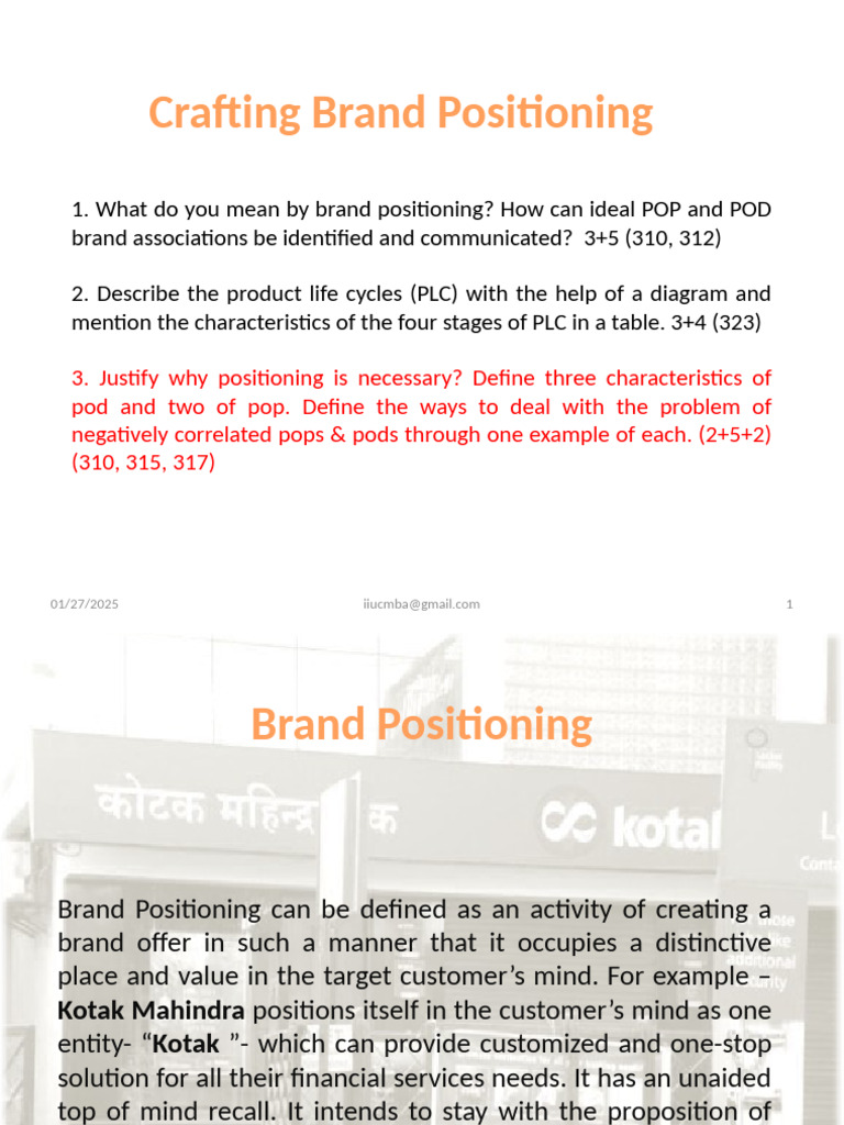 Lec 07 Crafting The Brand Positioning | PDF | Brand | Marketing