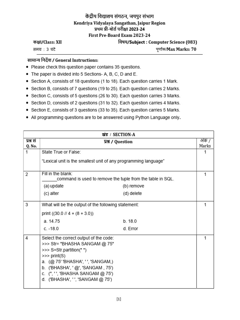 Jaipur Region QP 3 With MS | PDF | String (Computer Science) | Sql