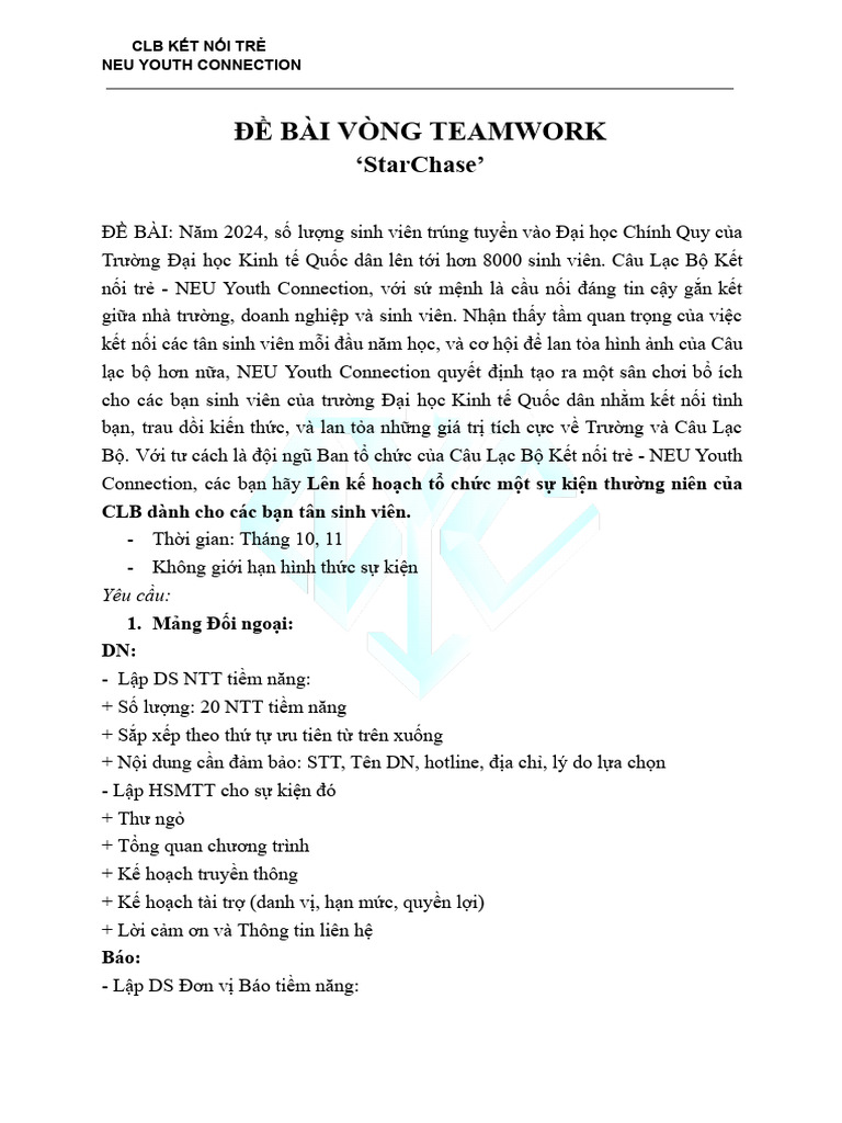 Đề Bài Teamwork Starchase | PDF