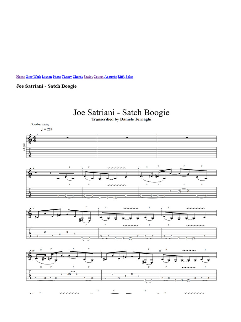 Joe Satriani - Satch Boogie: Gear Work Lesson Photo Theory Chords Acoustic Riffs Solos | PDF