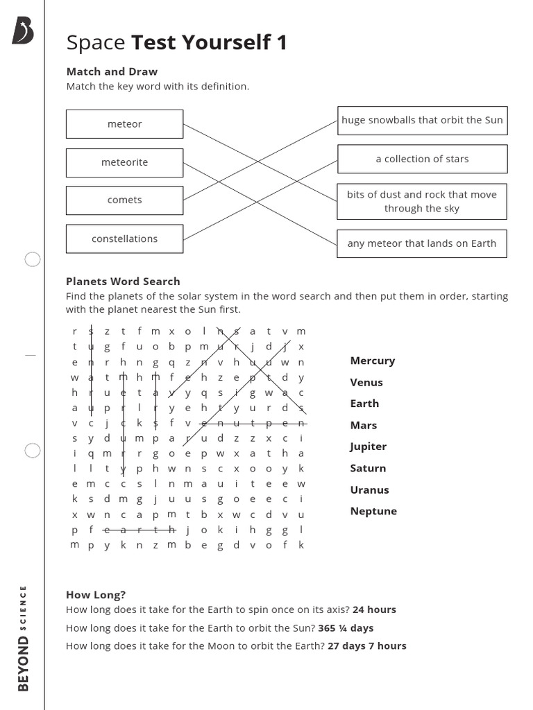 Space Test Yourself 1 Answers | PDF