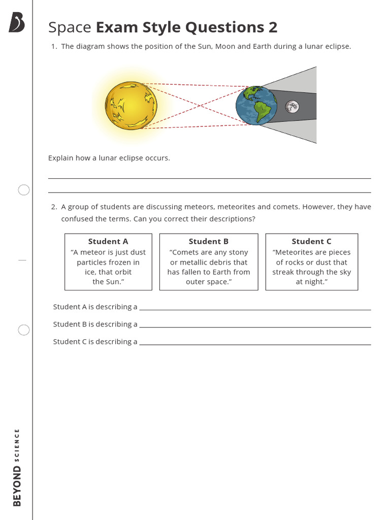 Space Exam Style Questions 2 | PDF