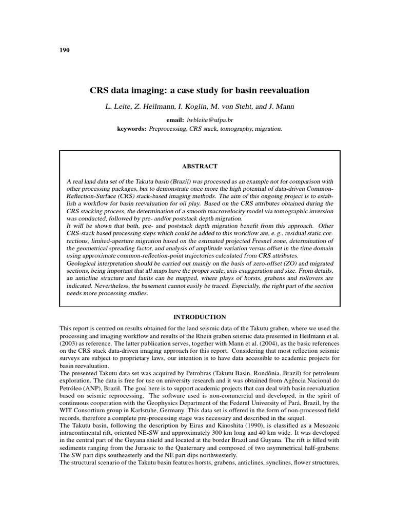 CRS Data Imaging A Case Study For Basin | PDF | Reflection Seismology ...