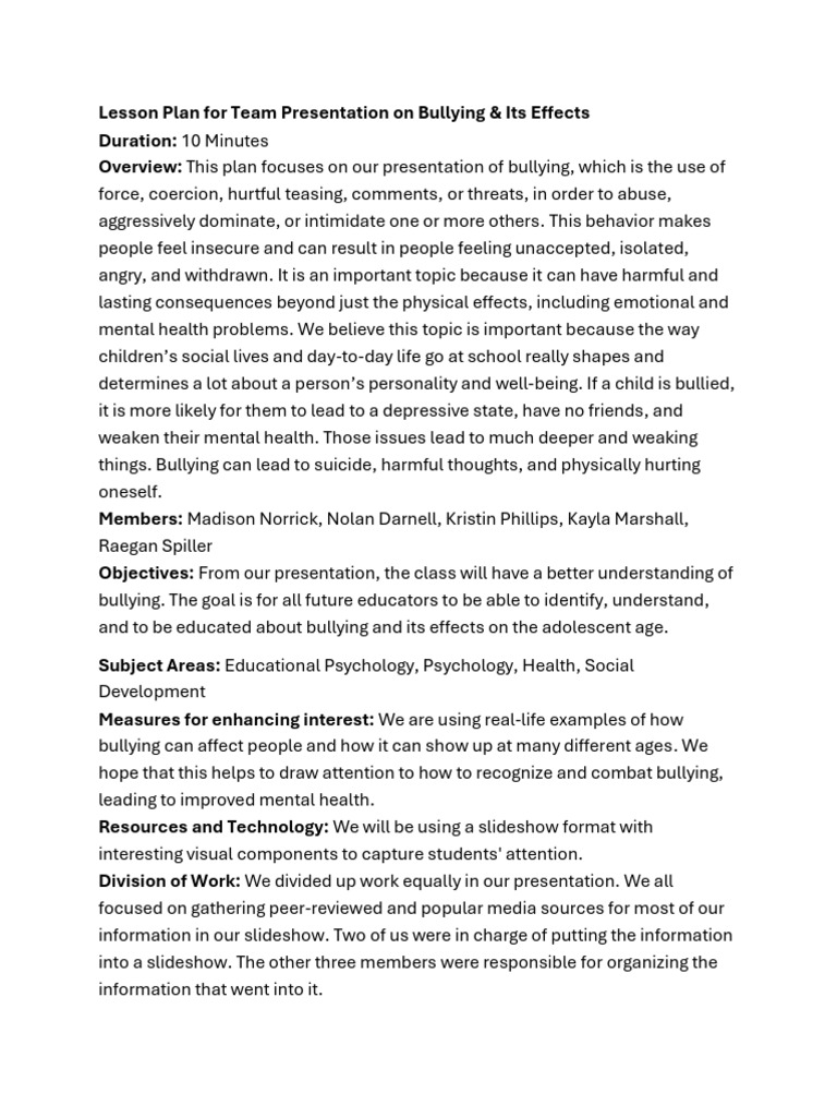 EDU 300 Lesson Plan | PDF