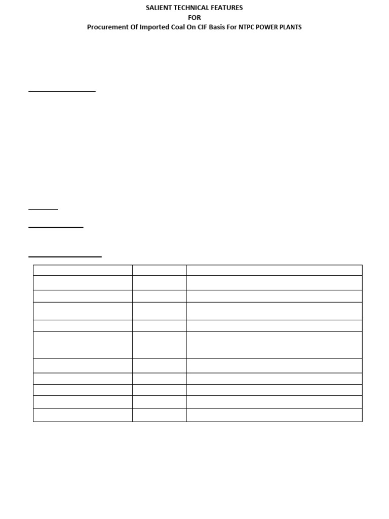 Brief Technical Specificationsimported Coal NTPC | PDF