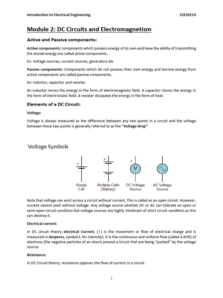 Mod 2 Theory DC Circuits and Electromagnetism | PDF | Electromagnetic Induction | Inductor