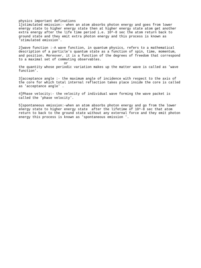 Physics Important Definations | PDF