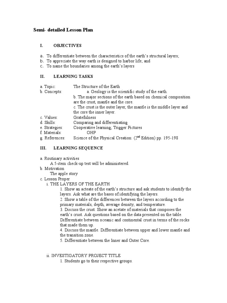 Semi Detailed Lesson Plan | PDF