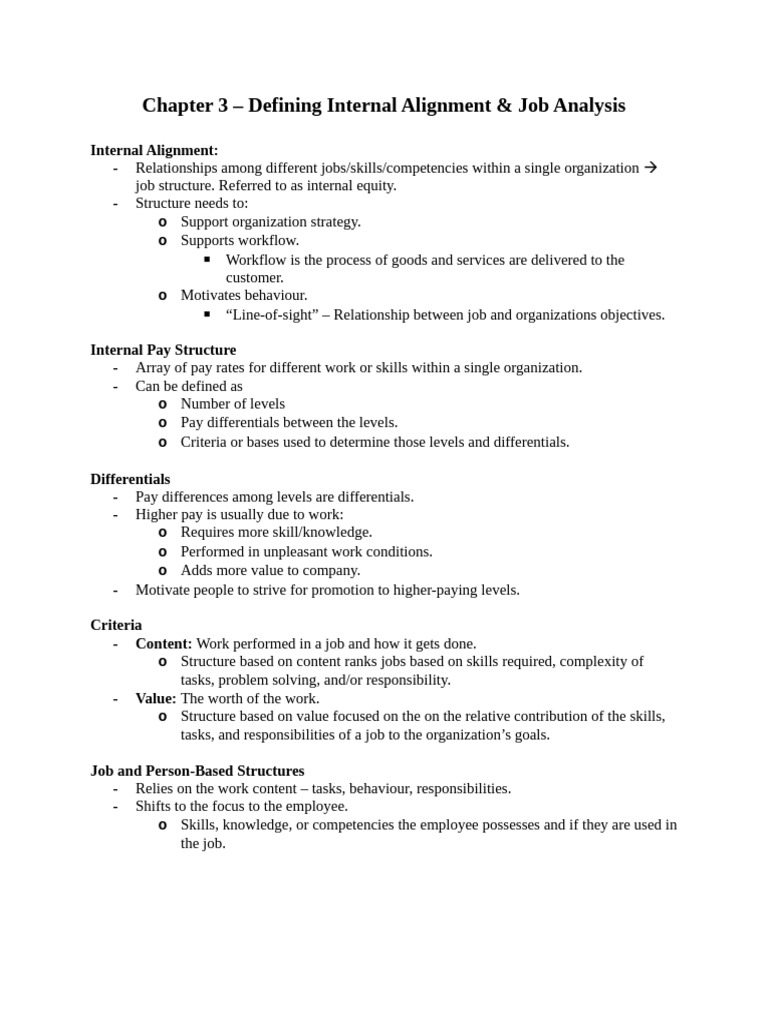 Chapter 3 - Defining Internal Alignment & Job Analysis | PDF | Business ...