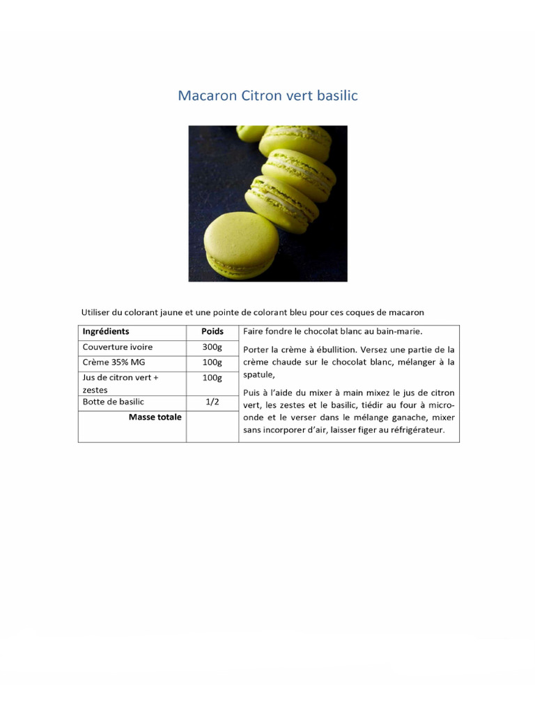 Macaron Citron Vert Basilic | PDF