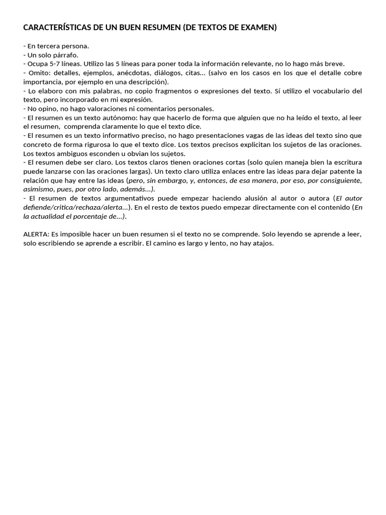 Cómo Hacer un Buen Resumen de Textos | PDF