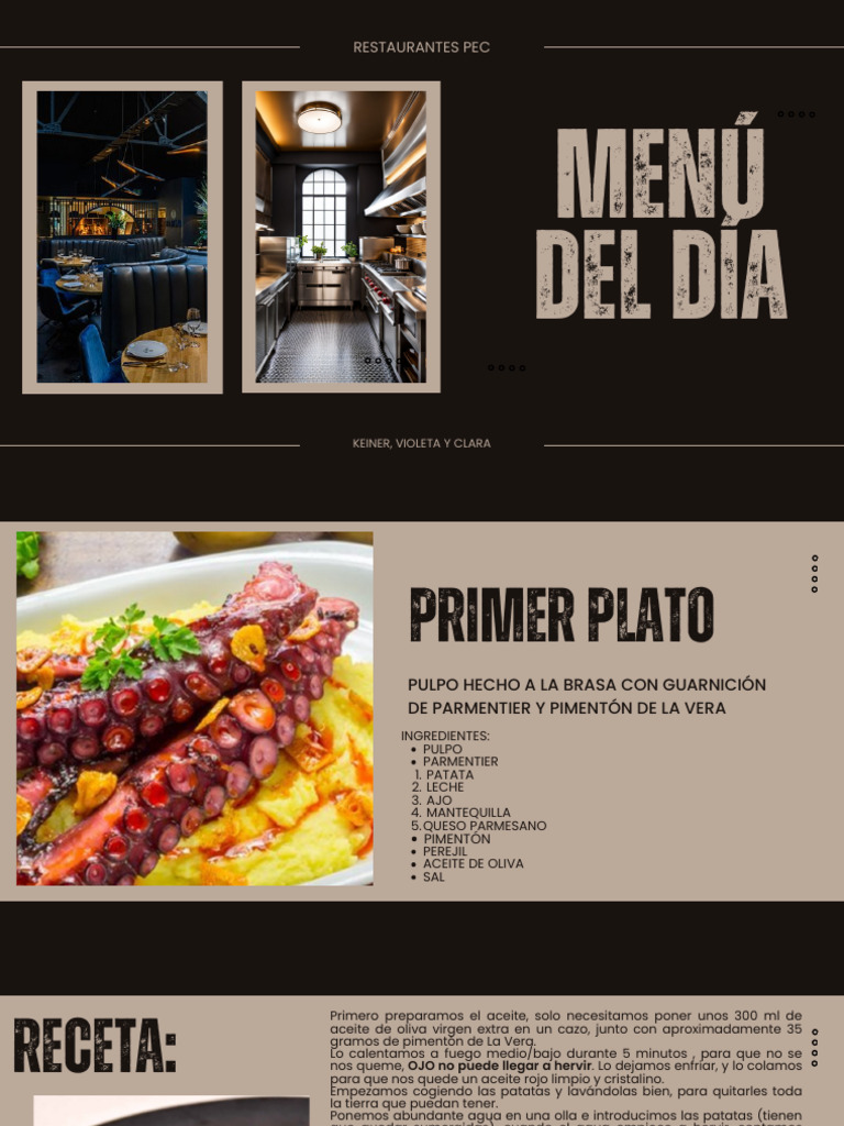 Menú del Día: Pulpo a la Brasa | PDF | Nutrientes | Carbohidratos