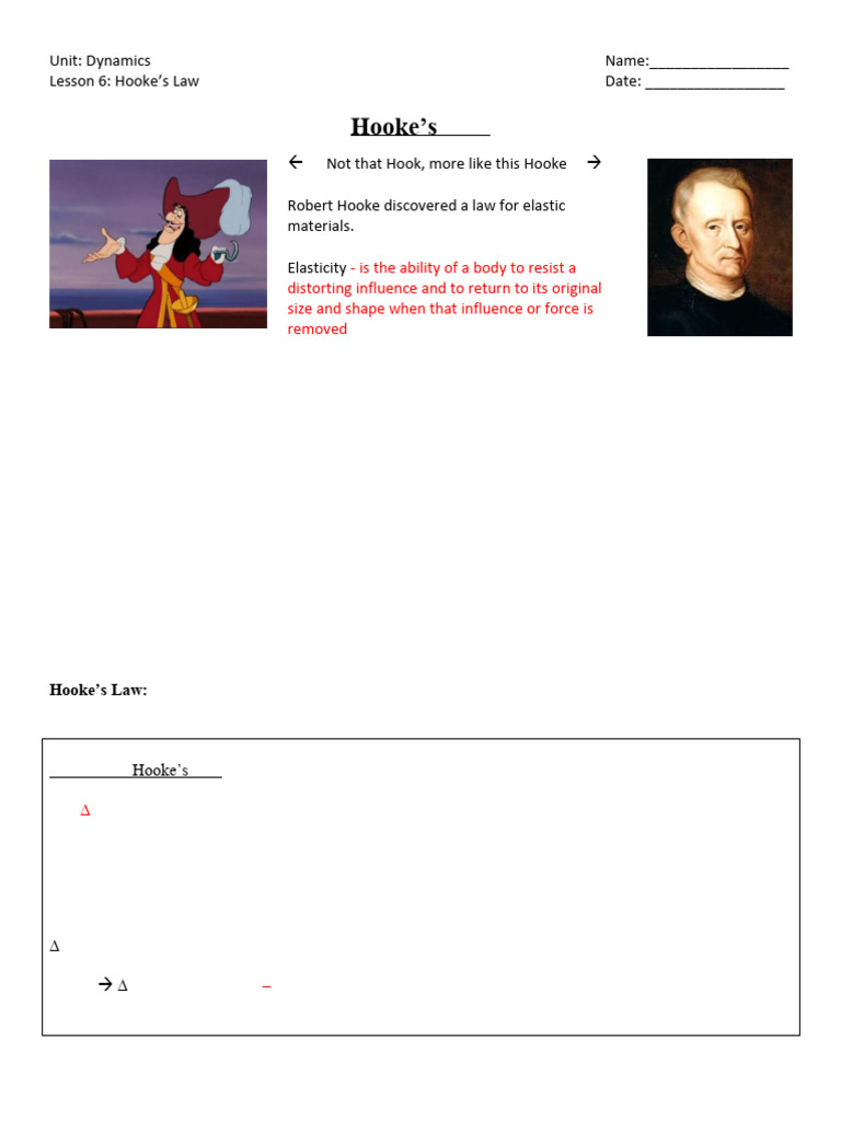 6._hookes_law_-_key | PDF | Elasticity (Physics) | Force