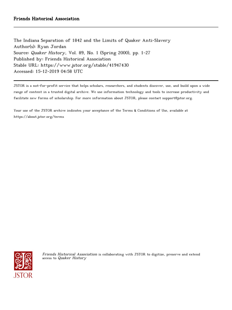Indiana Separation of 1842 | PDF | Abolitionism In The United States ...