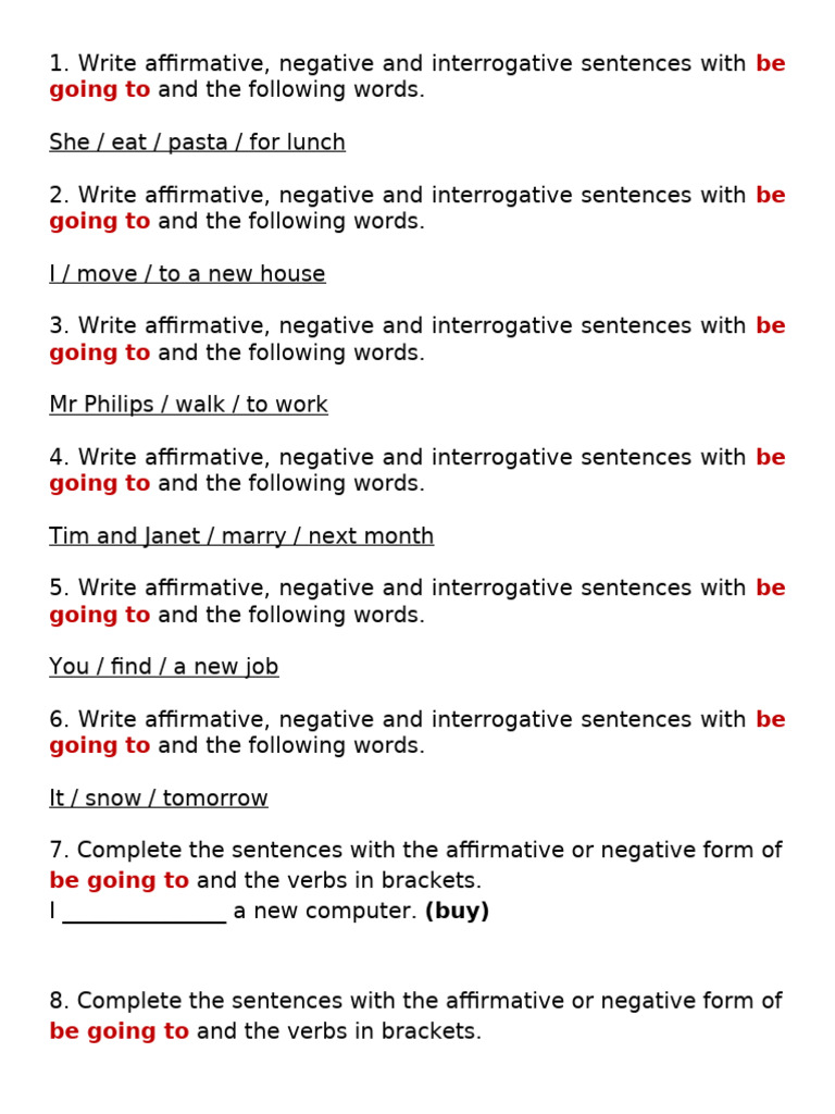 ACTIVITY BE GOING TO | PDF | Sentence (Linguistics) | Language Mechanics