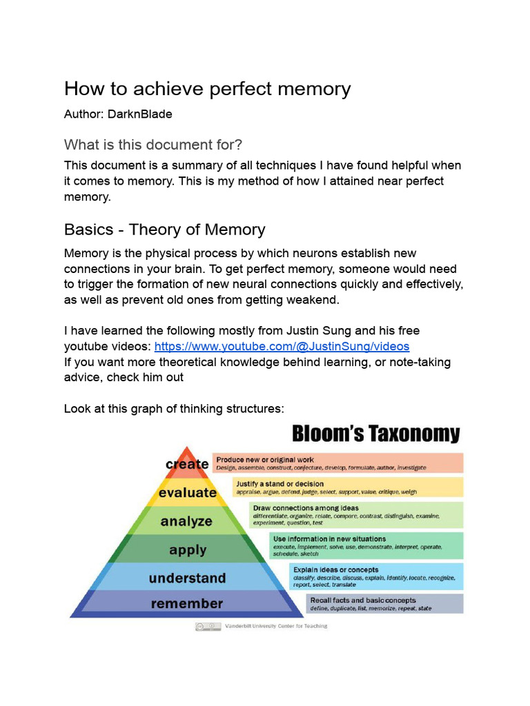 How To Achieve Perfect Memory | PDF | Memory | Information