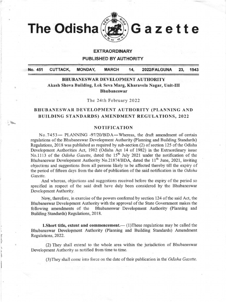 BDA (P - BS) Amendment Regulations 2022 | PDF | Statutory Law | Public Law