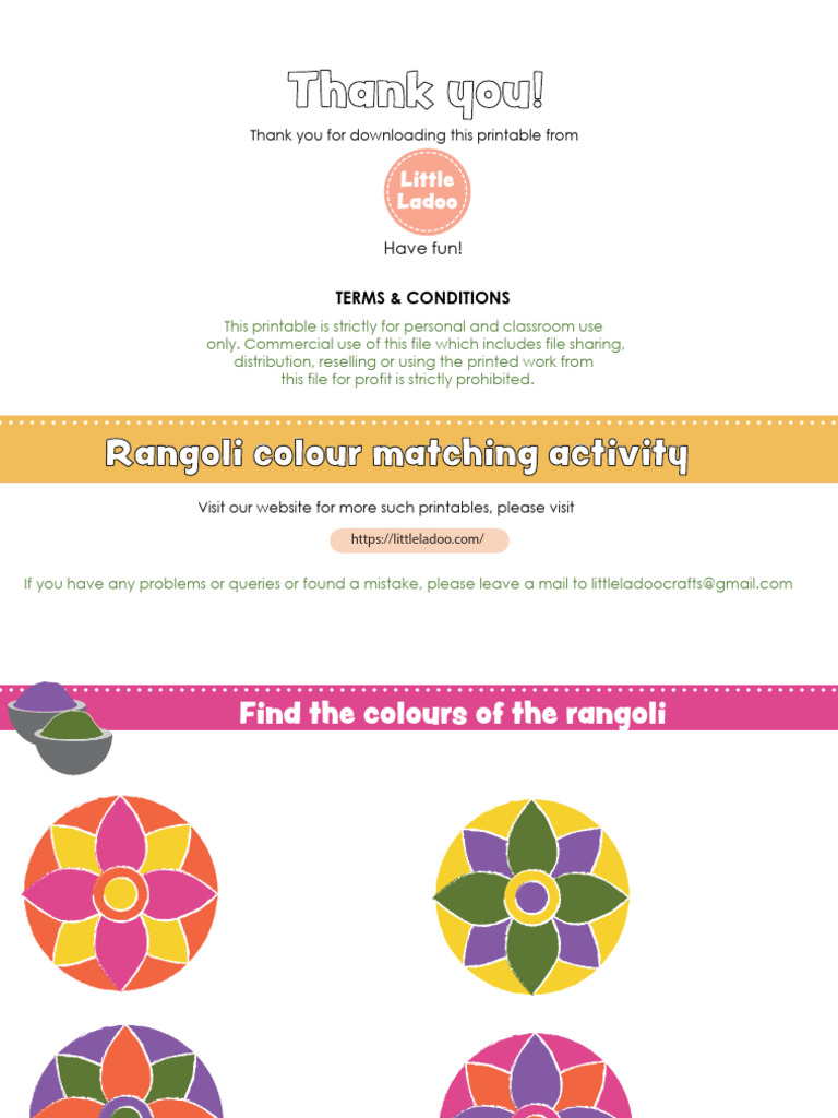 03 Rangoli Colour Matching Activity | PDF | Hindu Worship