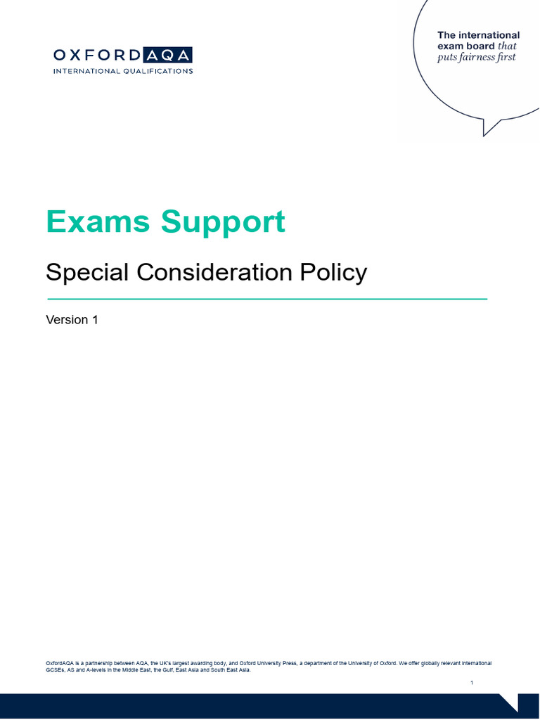 Special Consideration Policy | PDF | Gce Advanced Level (United Kingdom)