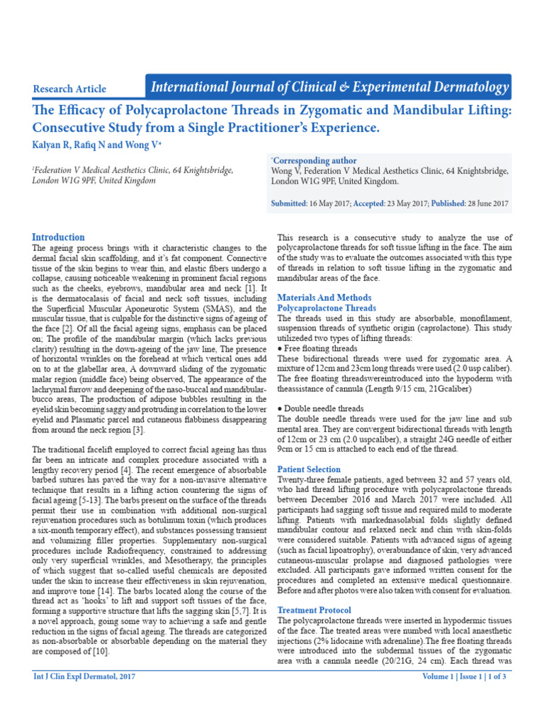 Efficacy of Polycaprolactone Threads | PDF | Principal Component ...