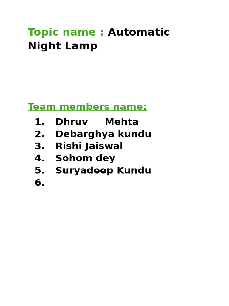 Automatic Night Lamp | PDF | Efficient Energy Use | Electricity