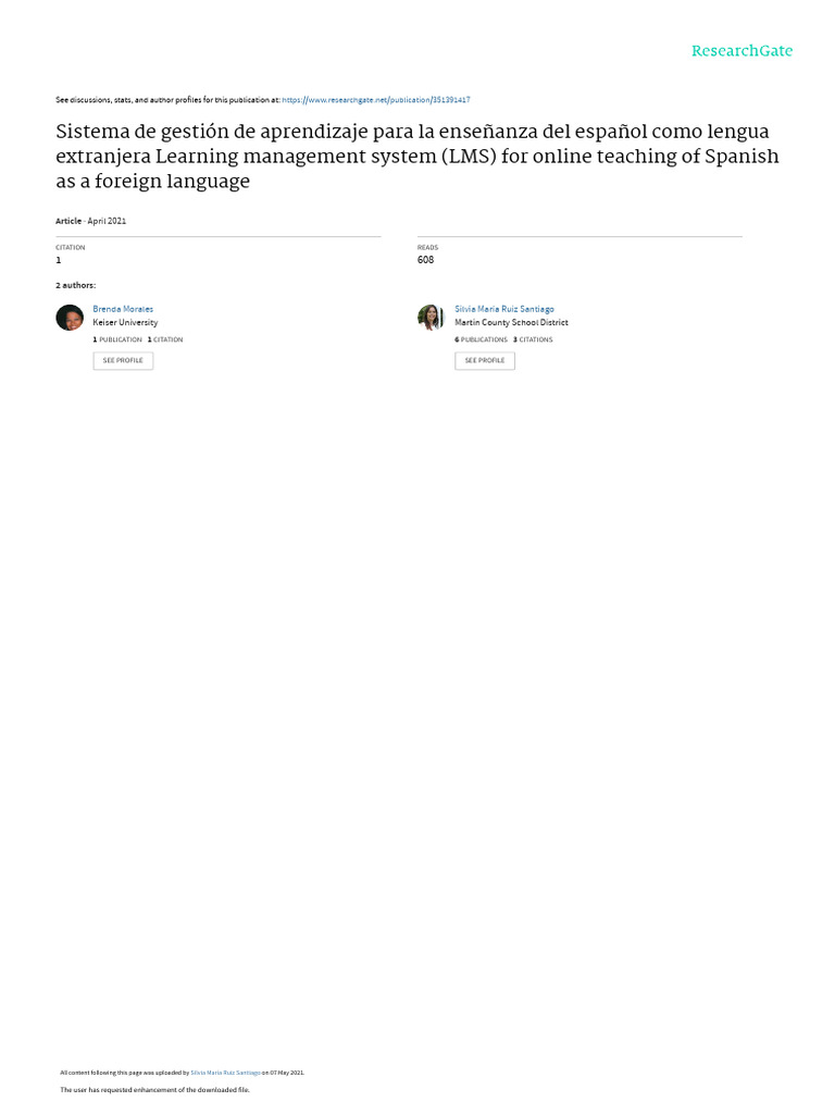 Articulo 6 Sistema de Gestion de Aprendizaje para La Ensenanza Del ...