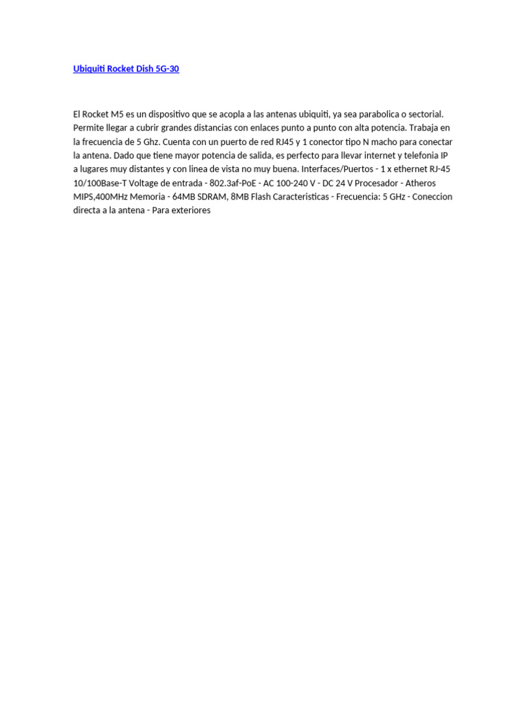 Ubiquiti Rocket Dish 5G | PDF