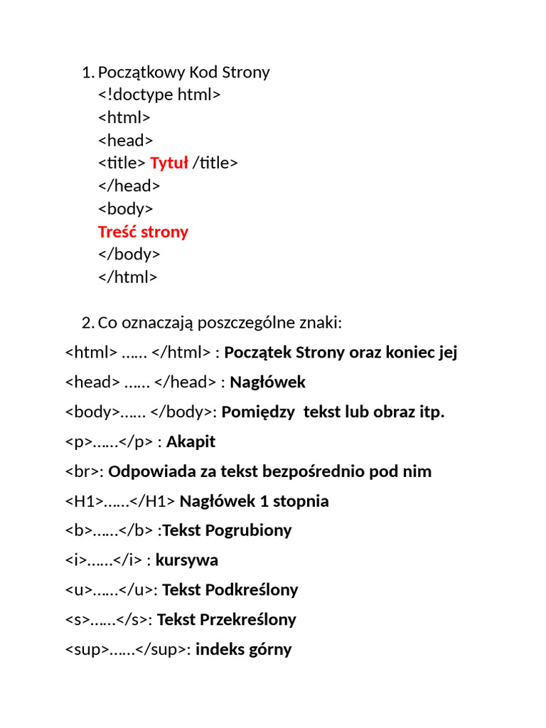 HTTML Lekcja 1 | PDF