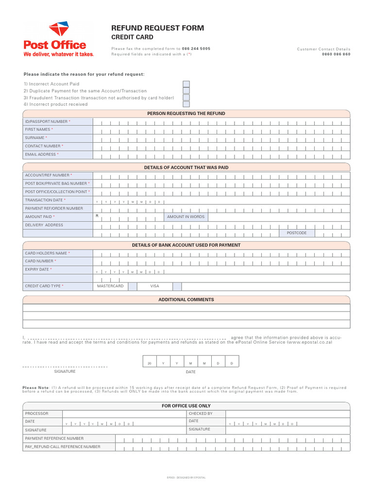 Refund Request Credit Card | PDF | Credit Card | Payments