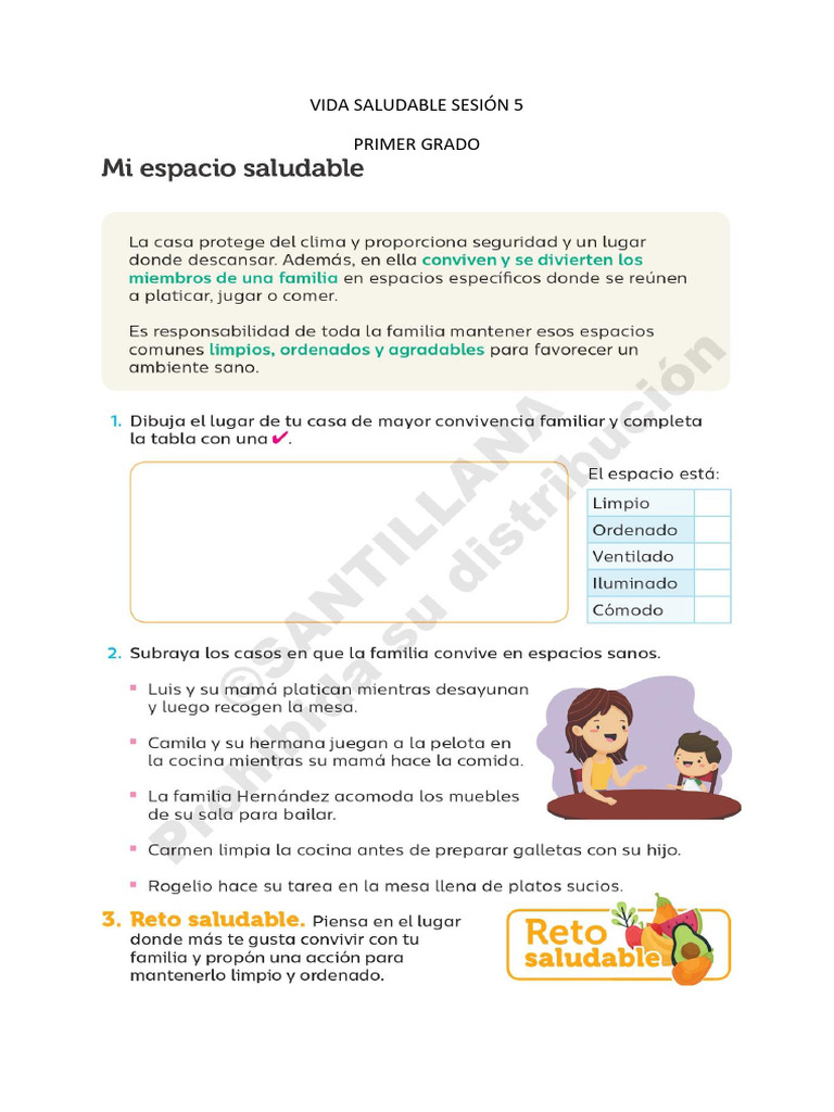 Vida Saludable: Sesión 5 para 1er Grado | PDF