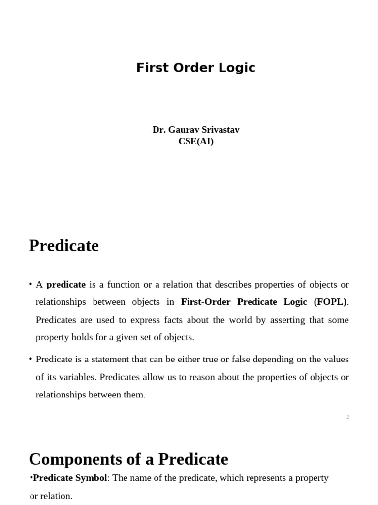 Unit 3 Topic 3 First-Order Logic | PDF | First Order Logic | Logic