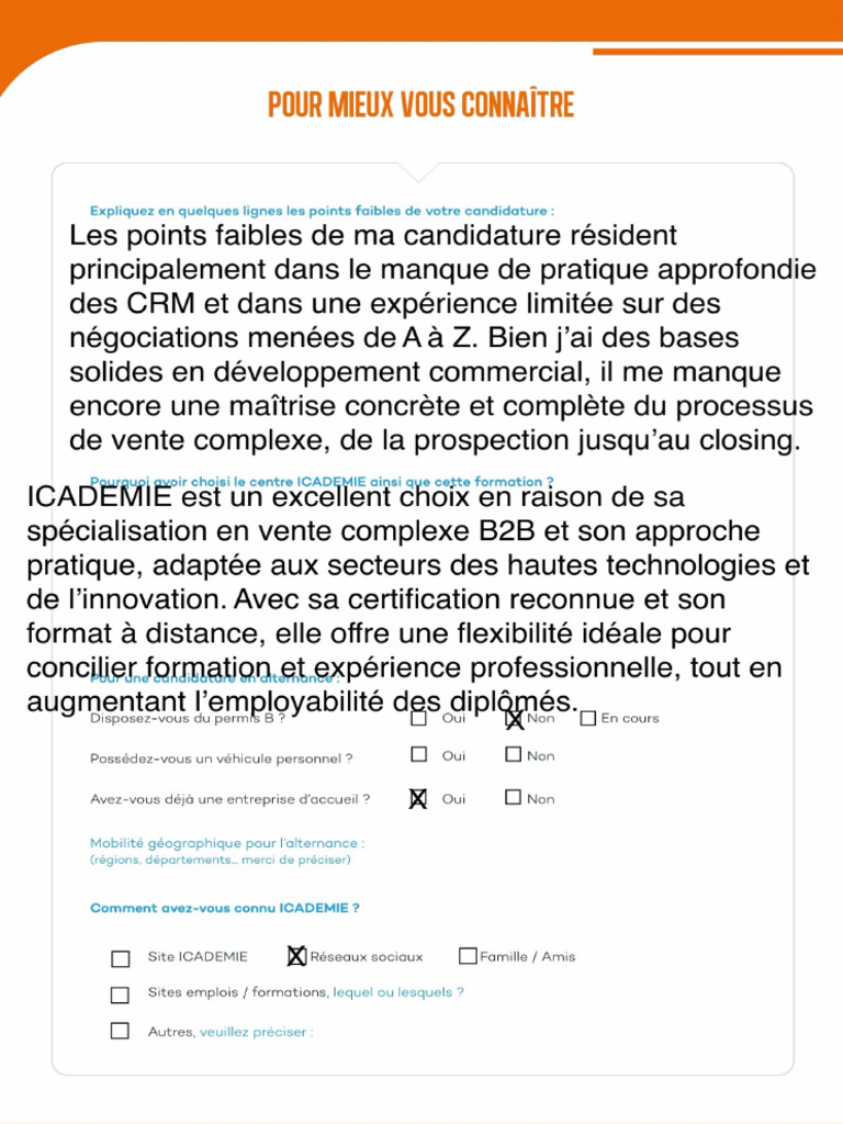 Dossier de Candidature - FOAD | PDF