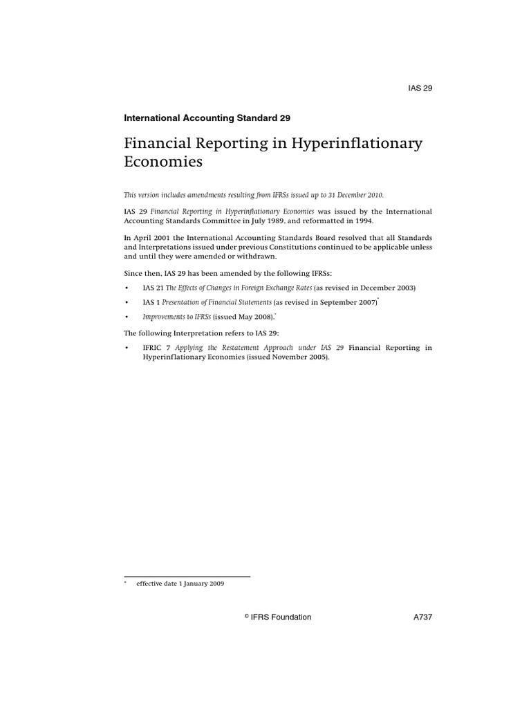 Ias29 - Fin Rep in Hyperinf Economies | PDF | Historical Cost ...