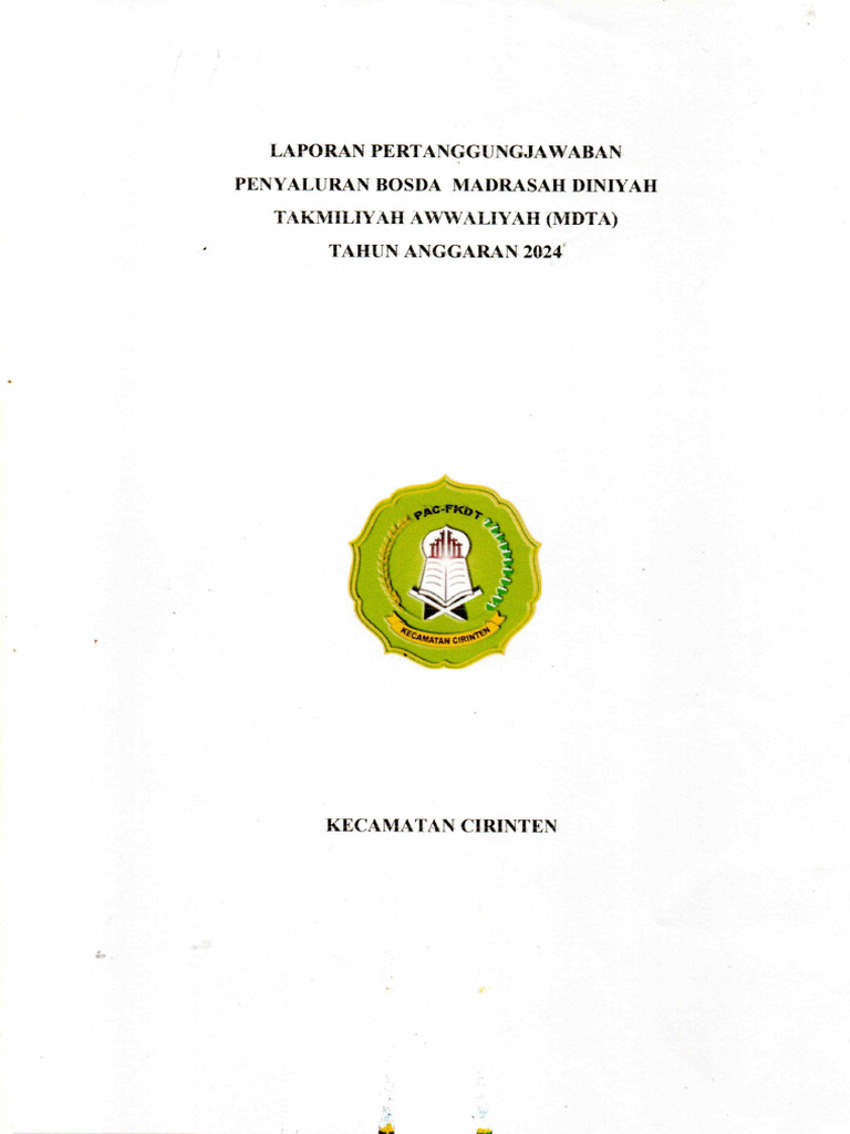 Laporan Pertanggungjawaban Bosda Kec. Cirinten | PDF