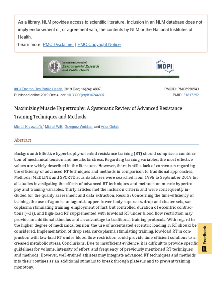 Maximizing Muscle Hypertrophy - A Systematic Review of Advanced Resistance Training Techniques ...